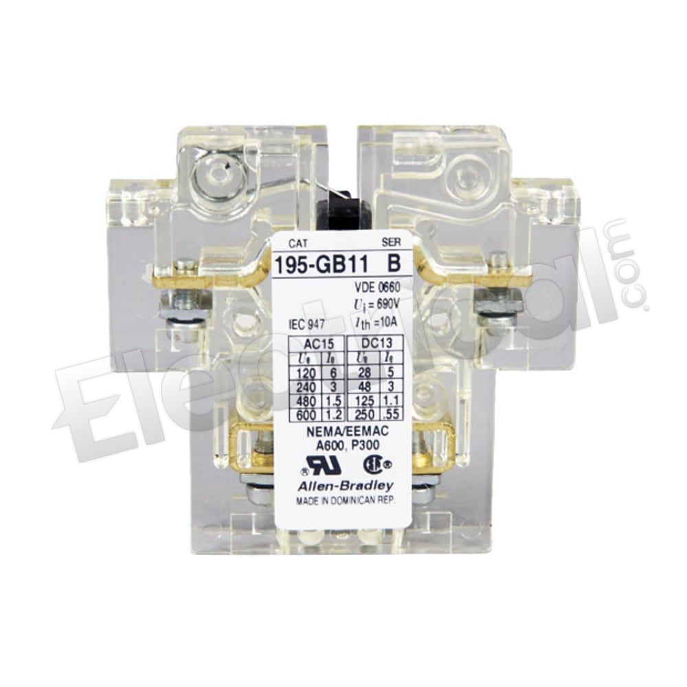 Allen-Bradley 195-GB11 Contactor And Motor Starter Auxiliary Motor Control