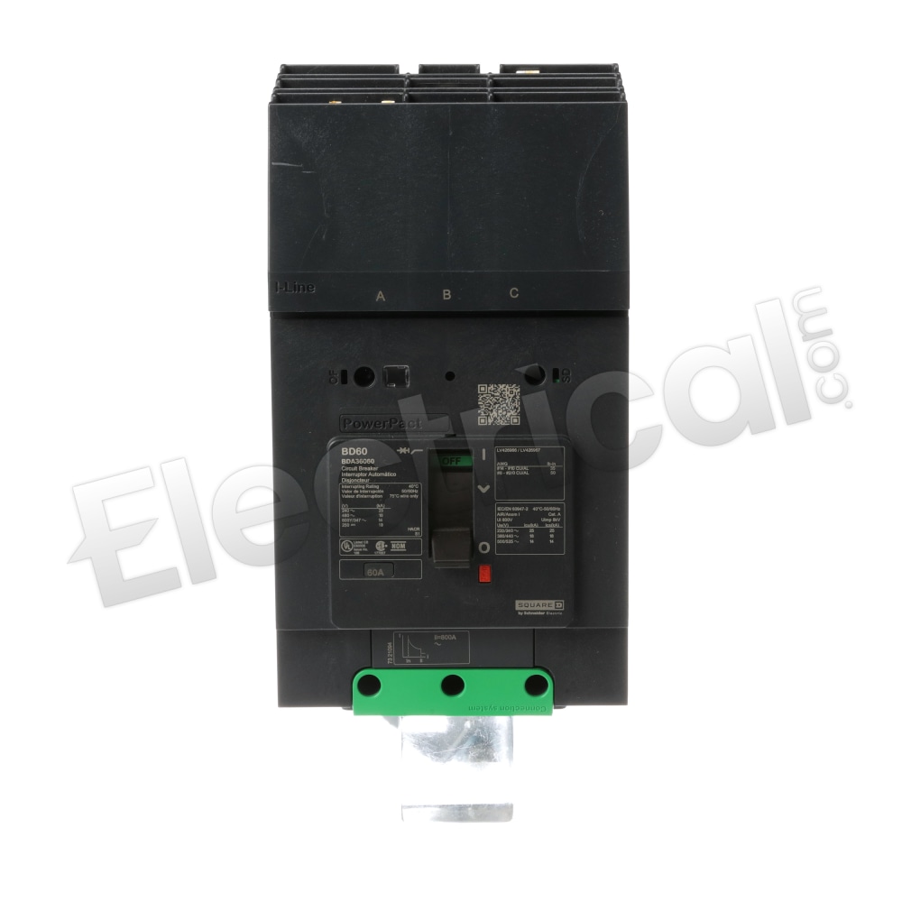 BDA36060 Schneider Electric 60A 3P PowerPact Molded Case Circuit Breaker