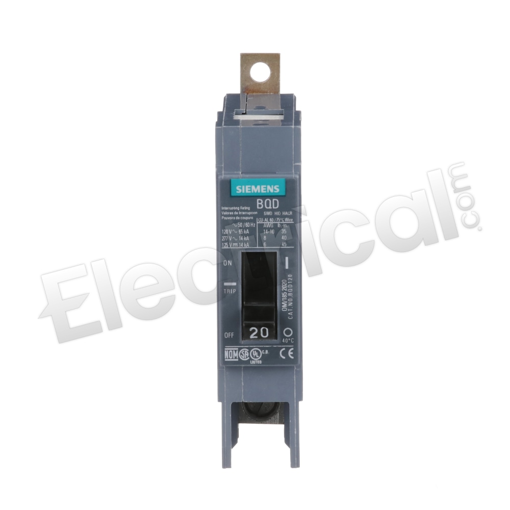 BQD120 Siemens 20A 1P BQD Series Molded Case Circuit Breaker