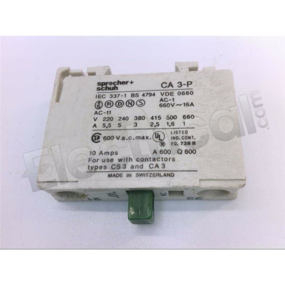 Sprecher & Schuh CA3-P-01 Contactor And Motor Starter Auxiliary Motor Control