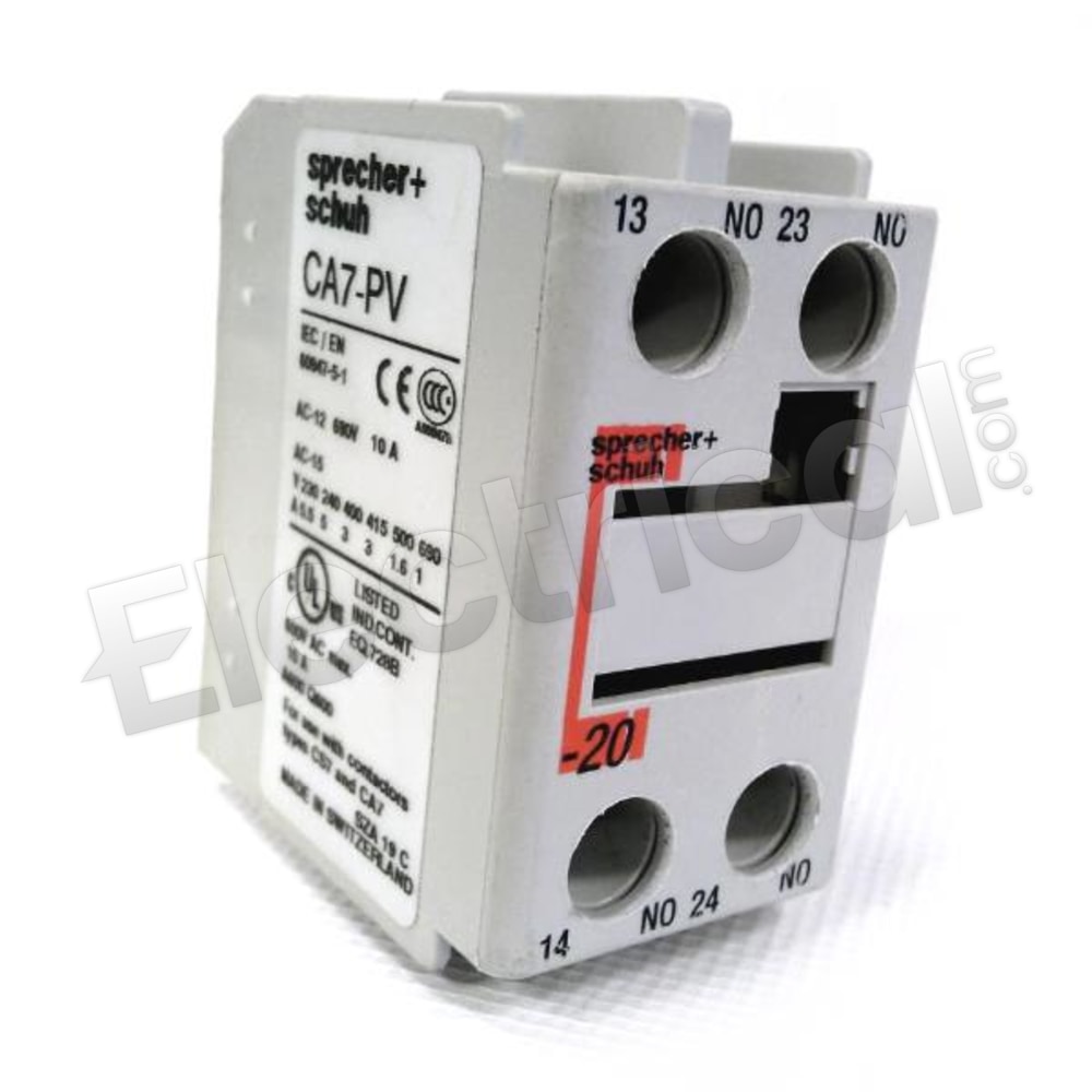 CA7-PV-20 Sprecher & Schuh Contactor And Motor Starter Auxiliary Motor ...