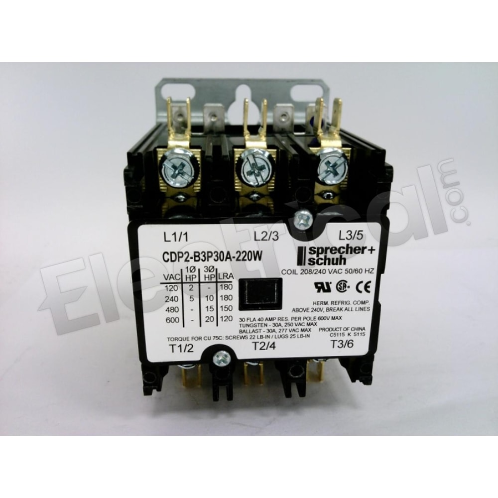 Sprecher & Schuh CDP2-B3P30A-220W Contactor Motor Control