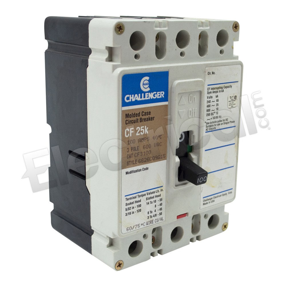 CF3100 Challenger 100A 3P CF Series Molded Case Circuit Breaker