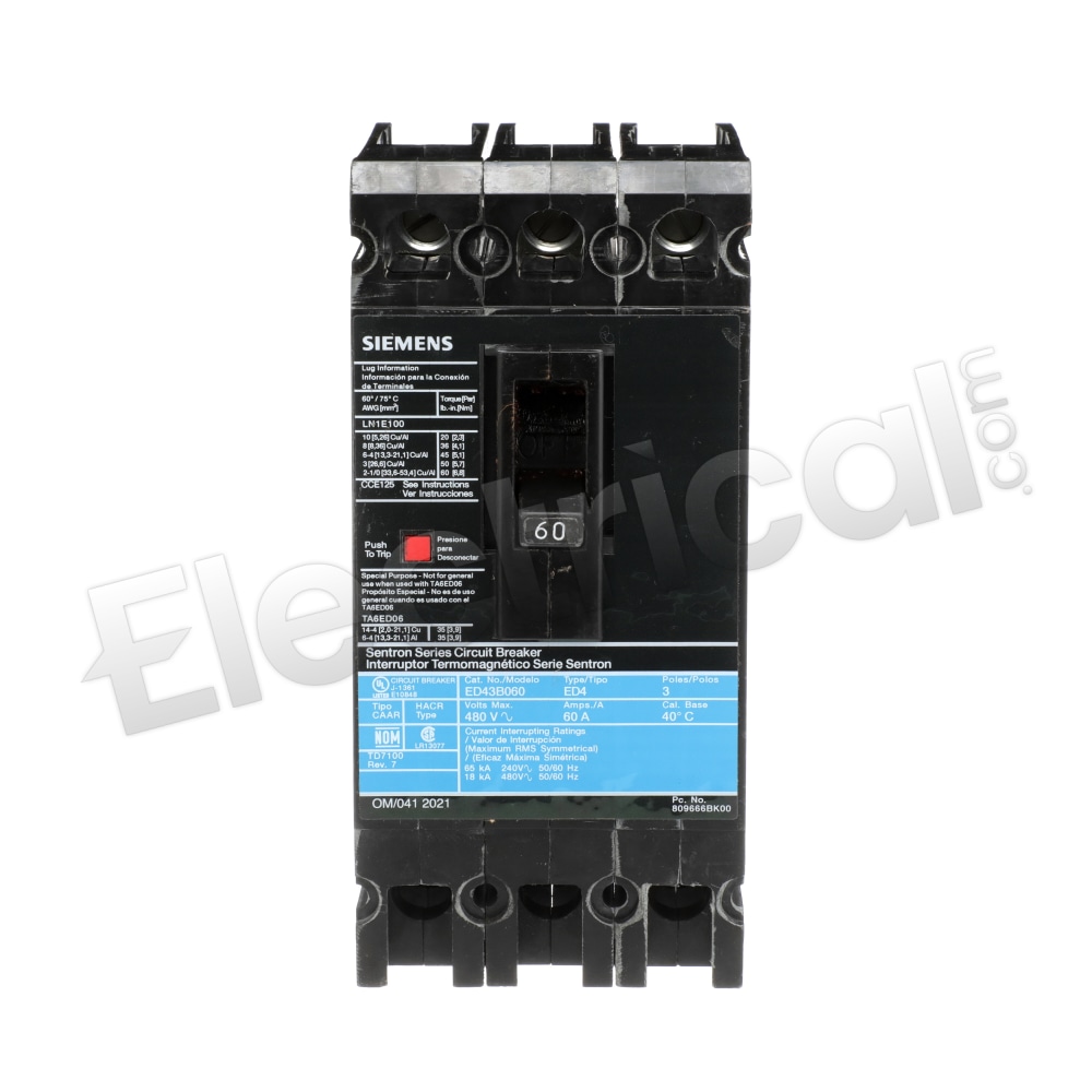 Siemens ED43B060 Molded Case Circuit Breaker