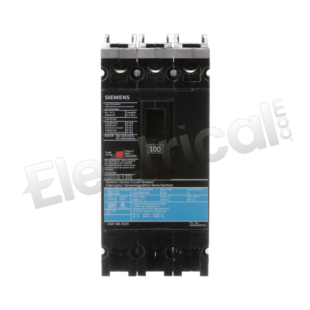 Siemens ED43B100 Molded Case Circuit Breaker