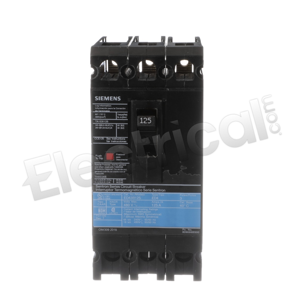 Siemens ED43B125 Molded Case Circuit Breaker