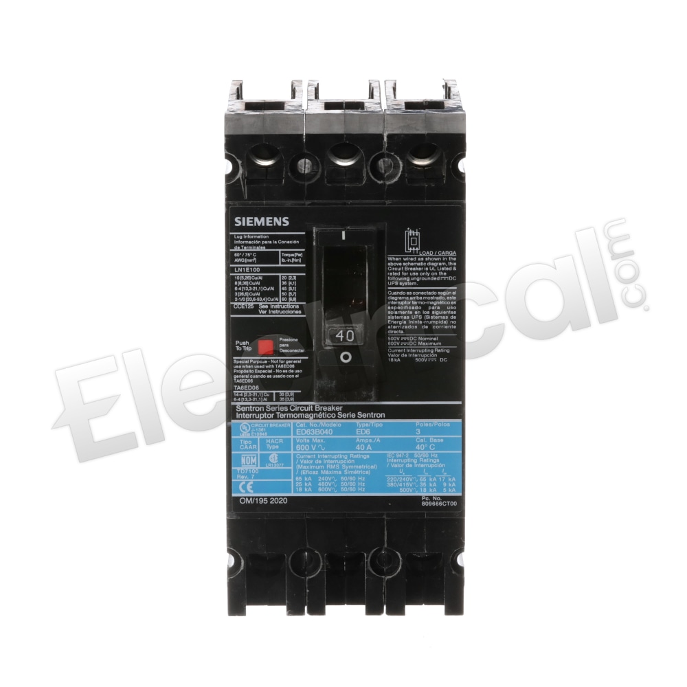 Siemens ED63B040NAV Molded Case Circuit Breaker