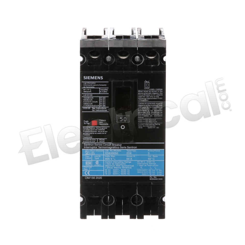 Siemens ED63B050 Molded Case Circuit Breaker