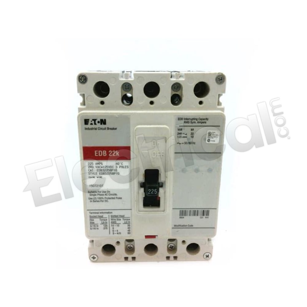 EDB3225BP10 Eaton 225A 3P Series C Molded Case Circuit Breaker