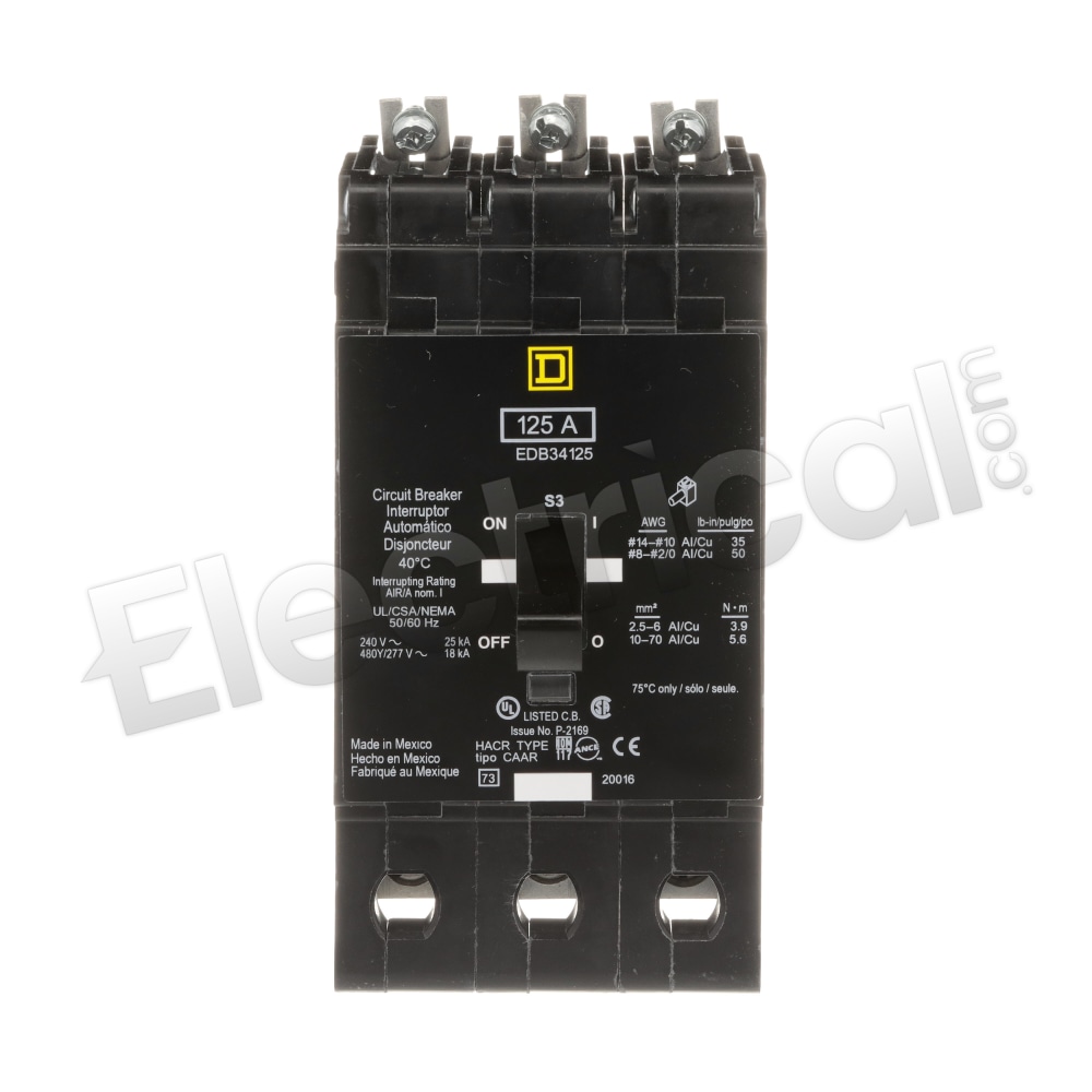 Square D Schneider Electric EDB34125 Molded Case Circuit Breaker