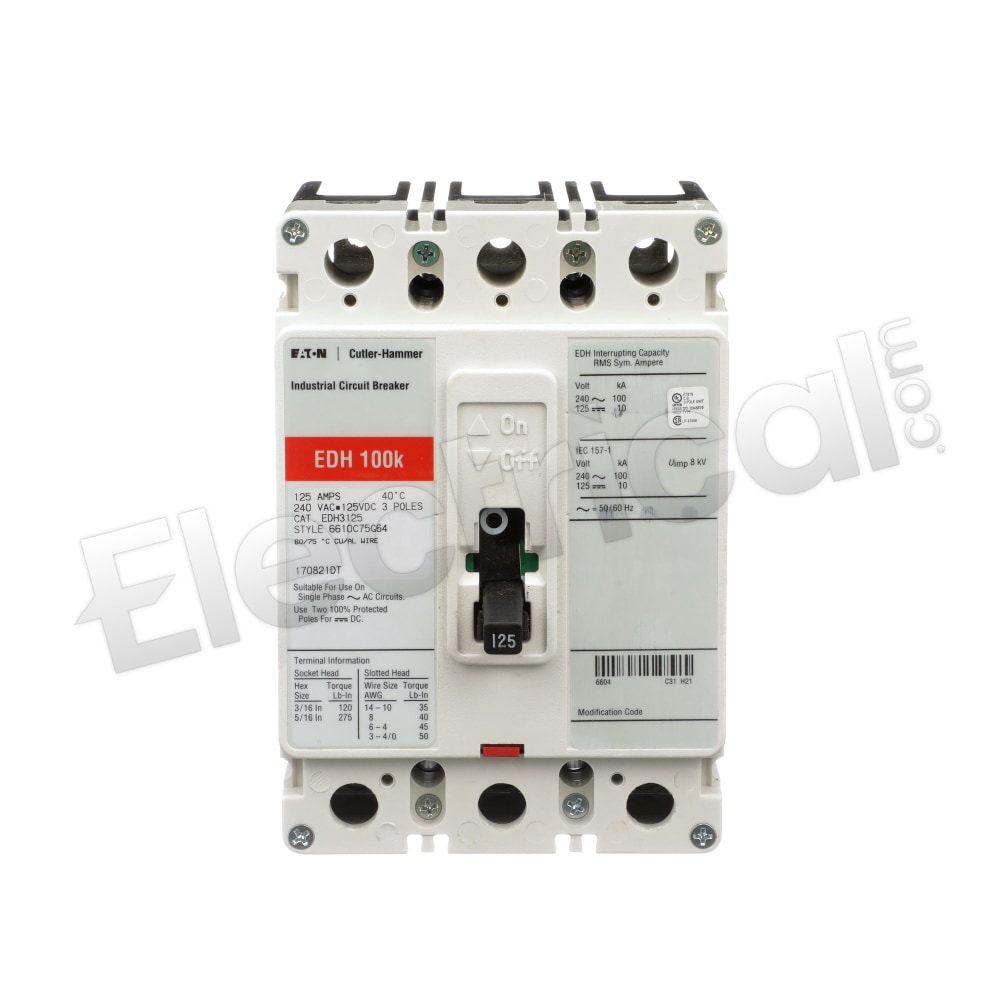EDH3125Y Eaton 125A 3P Molded Case Circuit Breaker