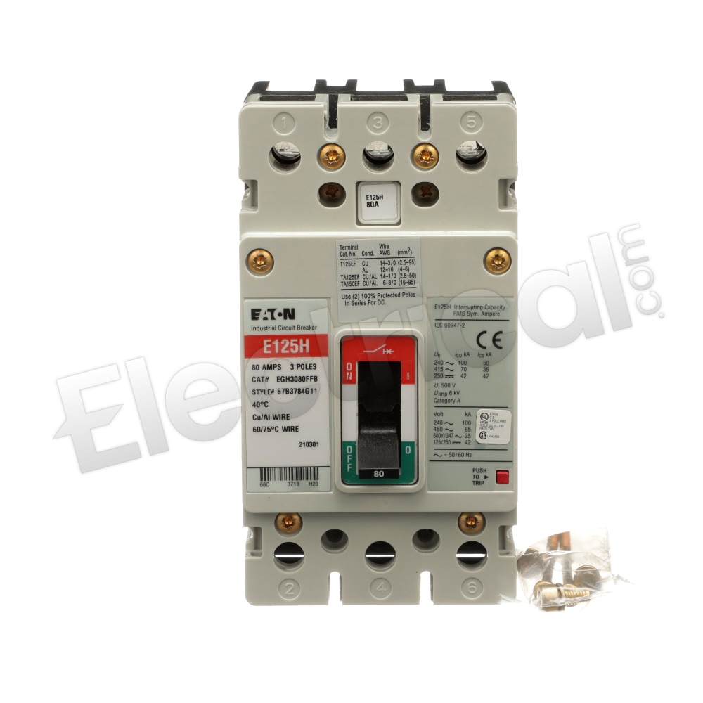 EGH3080FFB Eaton 80A 3P Series G Molded Case Circuit Breaker