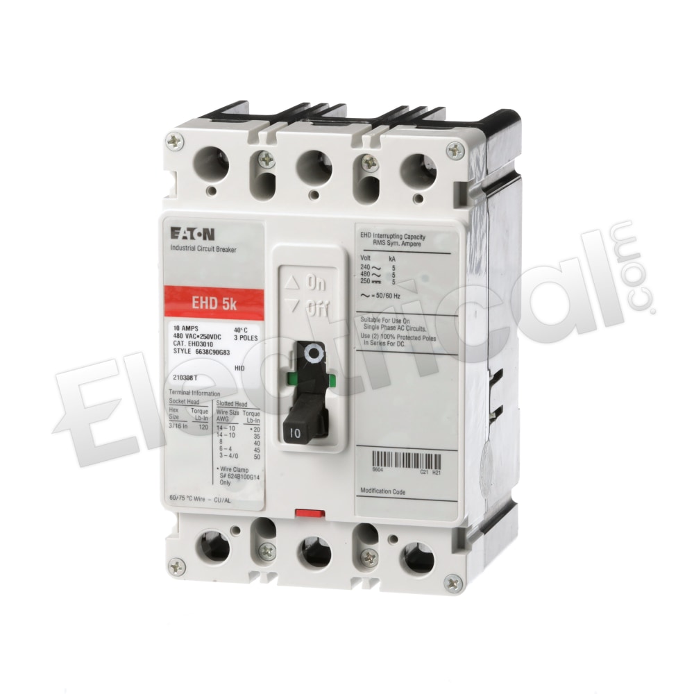 EHD3080L Eaton 80A 3P Series C Molded Case Circuit Breaker