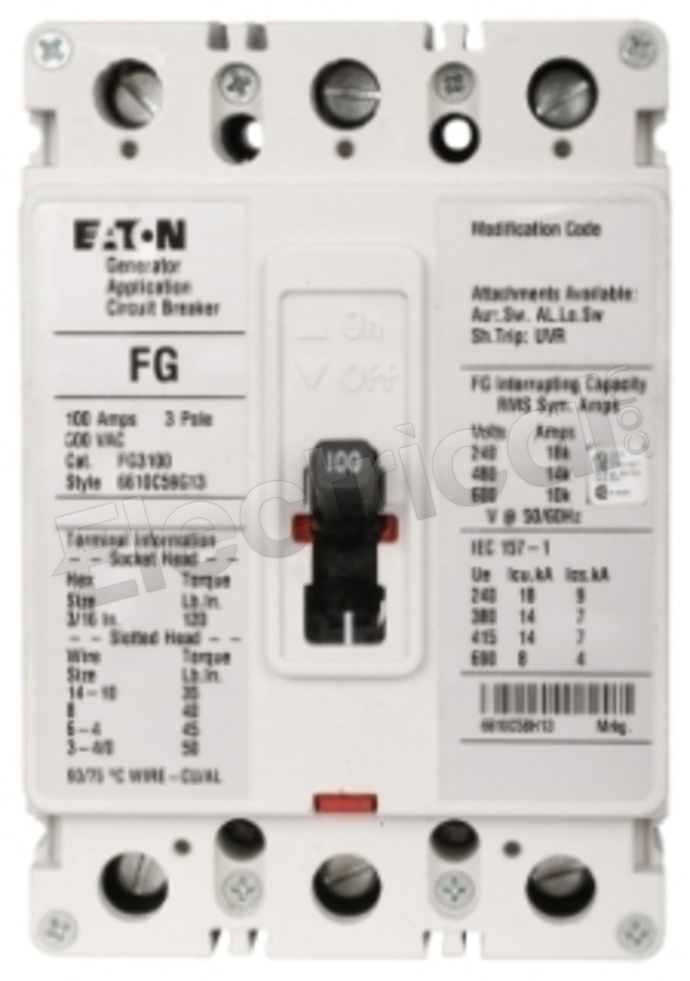 FG3025A12S03 Eaton 25A 3P Series C Molded Case Circuit Breaker