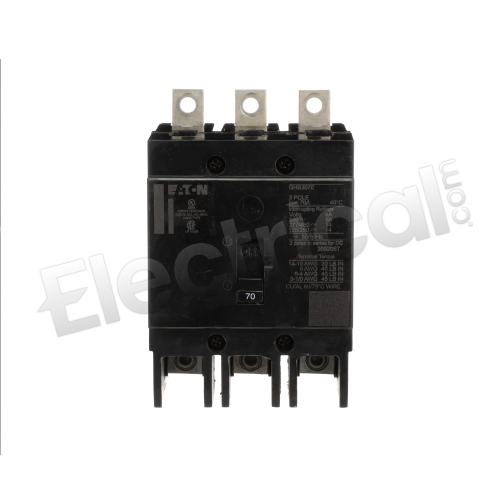 GHB3070 Eaton 70A 3P Series C Molded Case Circuit Breaker