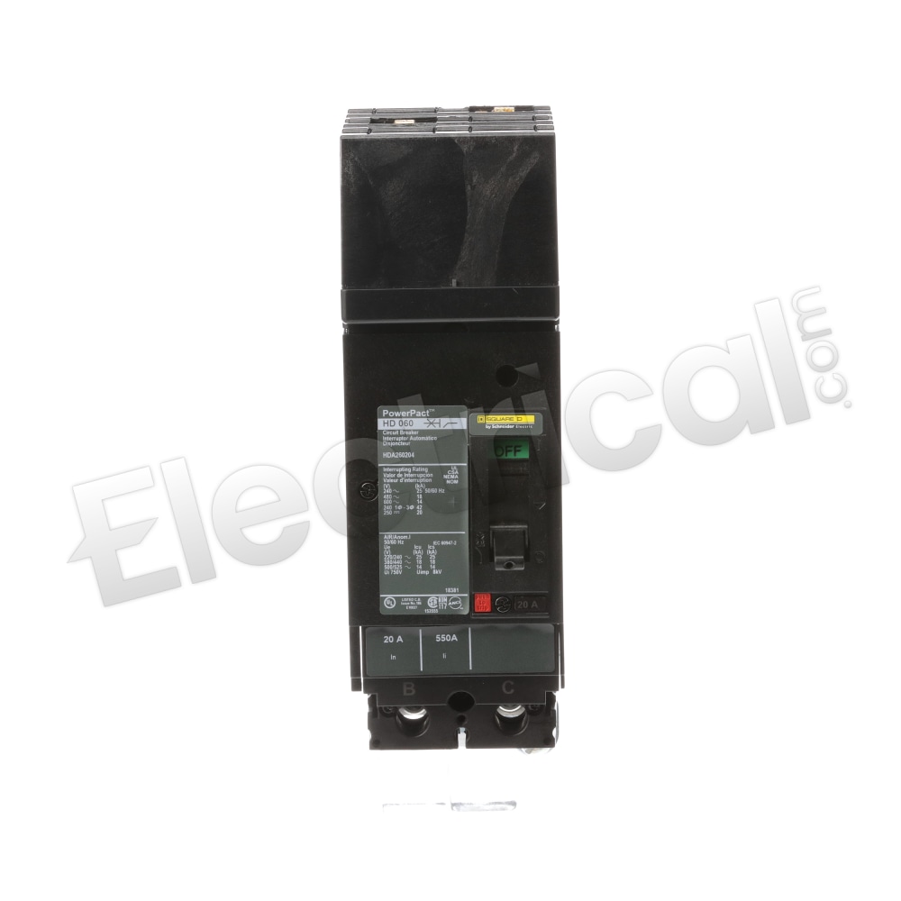 HDA260204 Square D 20A 2P PowerPact Molded Case Circuit Breaker