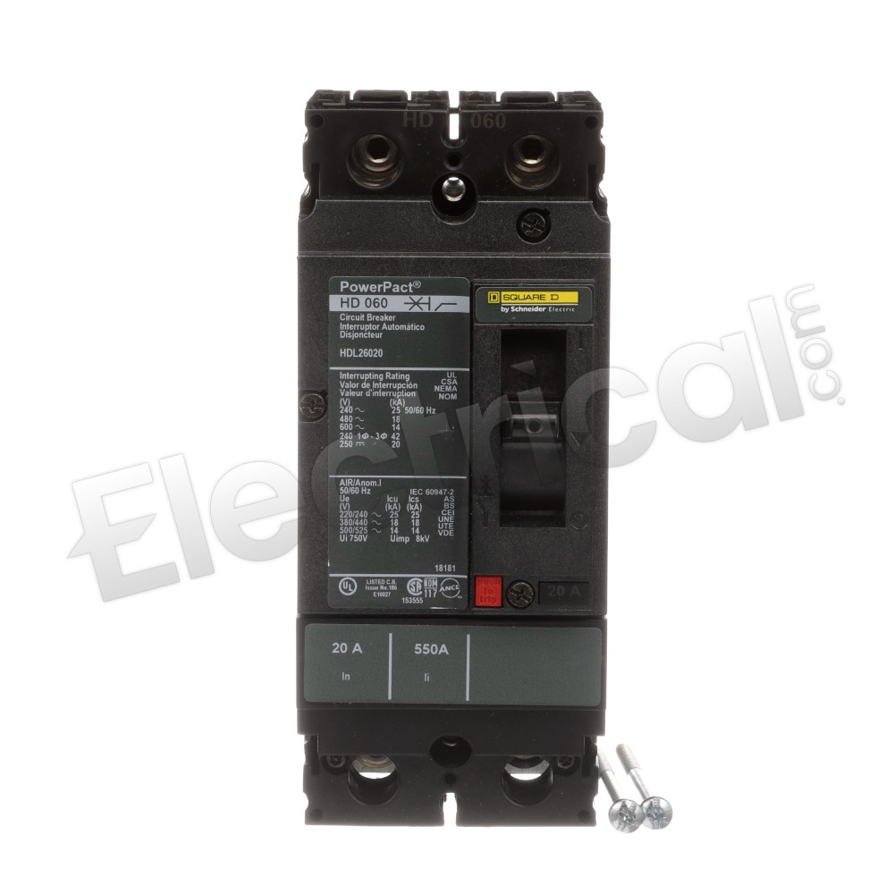 HDL26020AFBCUDYP Square D 20A 2P PowerPact Molded Case Circuit Breaker