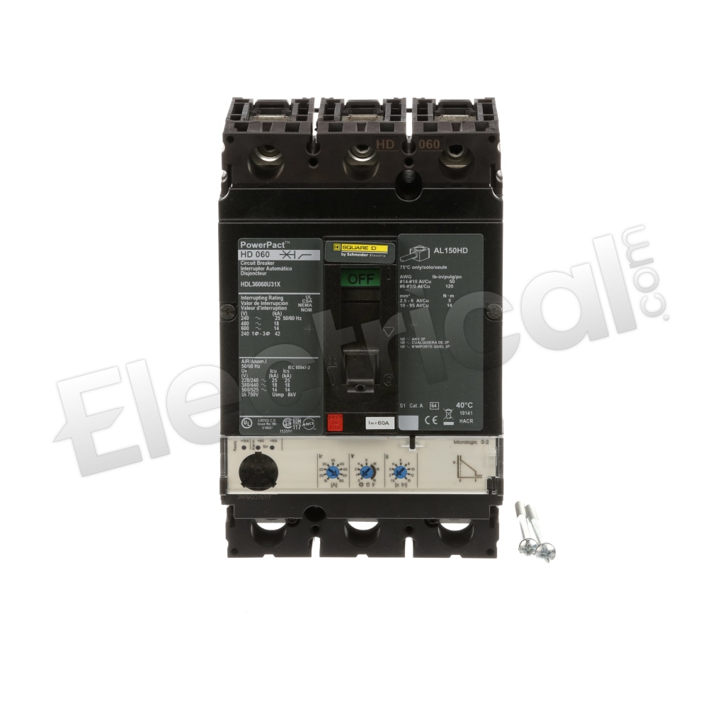 HDL36060U31XABSK Square D 60A 3P PowerPact Molded Case Circuit Breaker