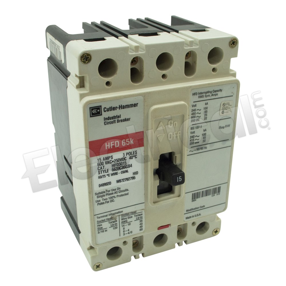 Eaton Westinghouse HFD3015 Molded Case Circuit Breaker