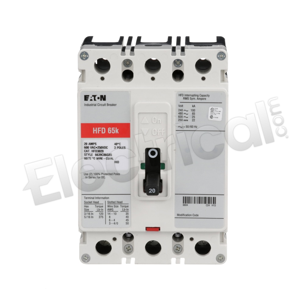 Eaton Cutler Hammer HFD3020 Molded Case Circuit Breaker