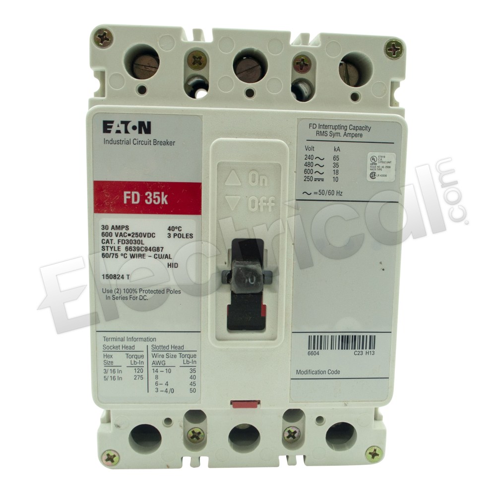 Eaton Cutler Hammer HFD3030L Molded Case Circuit Breaker