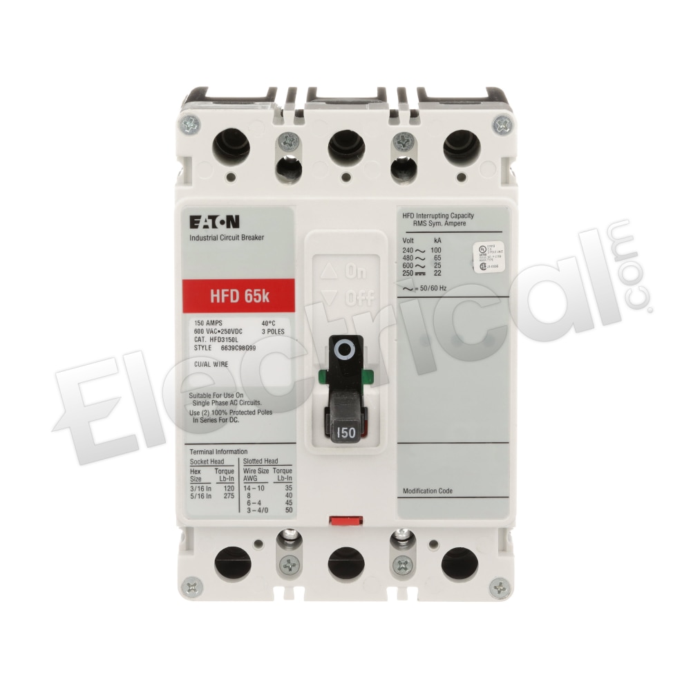 HFD3150 Eaton 150A 3P Series C Molded Case Circuit Breaker