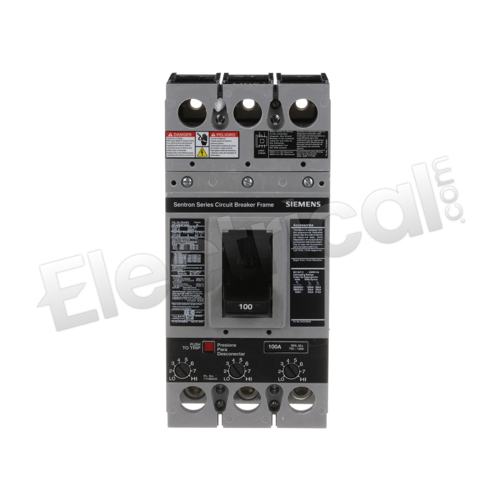 HFD63B100 Siemens 100A 3P Sentron Series Molded Case Circuit Breaker