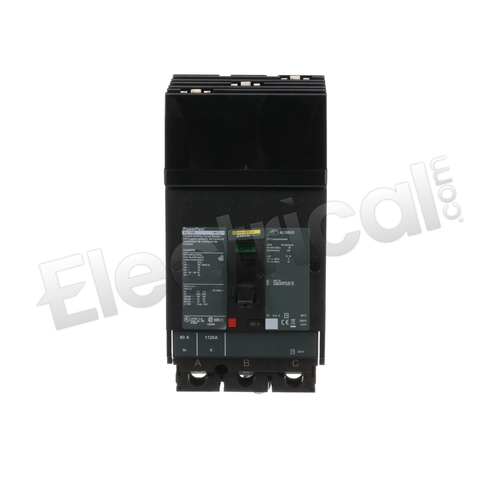 HGA36080 Schneider Electric 80A 3P PowerPact Molded Case Circuit Breaker