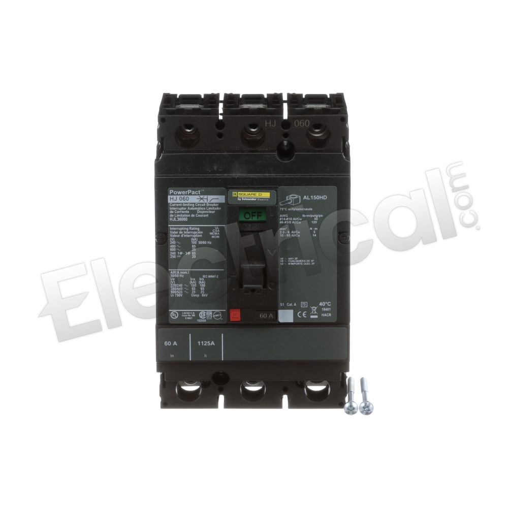 HJL36060 Square D 60A 3P PowerPact Molded Case Circuit Breaker