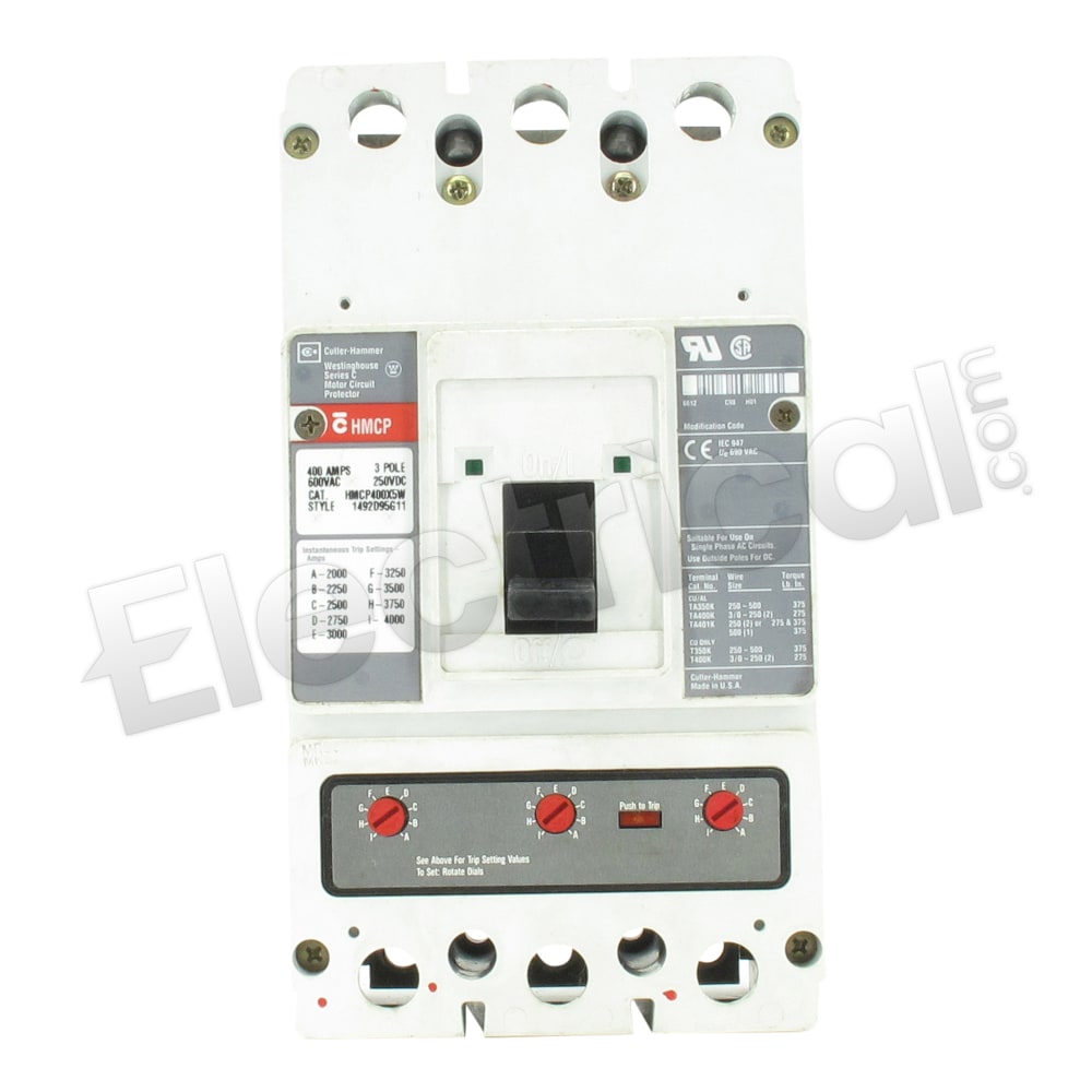 Cutler Hammer Eaton HMCP400X5W Molded Case Circuit Breaker