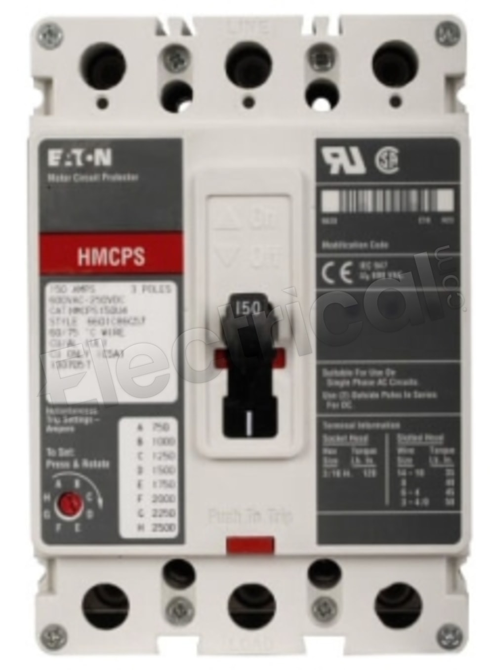 HMCPS007C0 Eaton 7A 3P Series C Molded Case Circuit Breaker