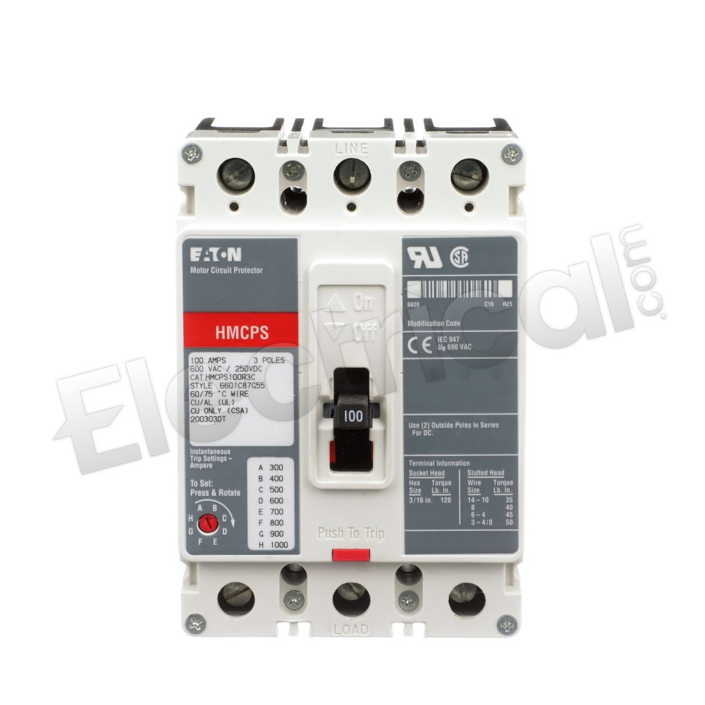 Eaton Cutler Hammer HMCPS100R3C Molded Case Circuit Breaker