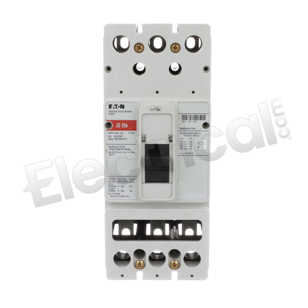 JD3250F Eaton 250A 3P Series C Molded Case Circuit Breaker