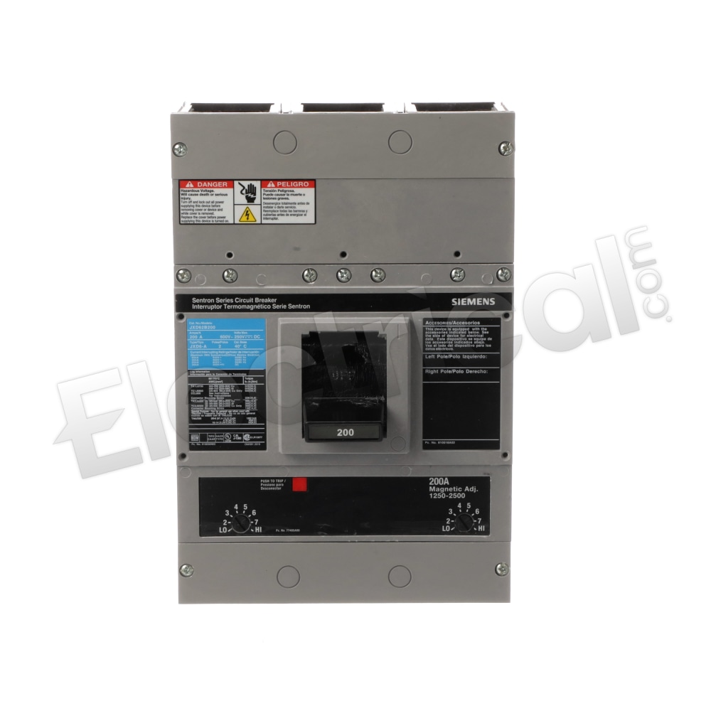 JXD62B200L Siemens 200A 2P Sentron Series Molded Case Circuit Breaker