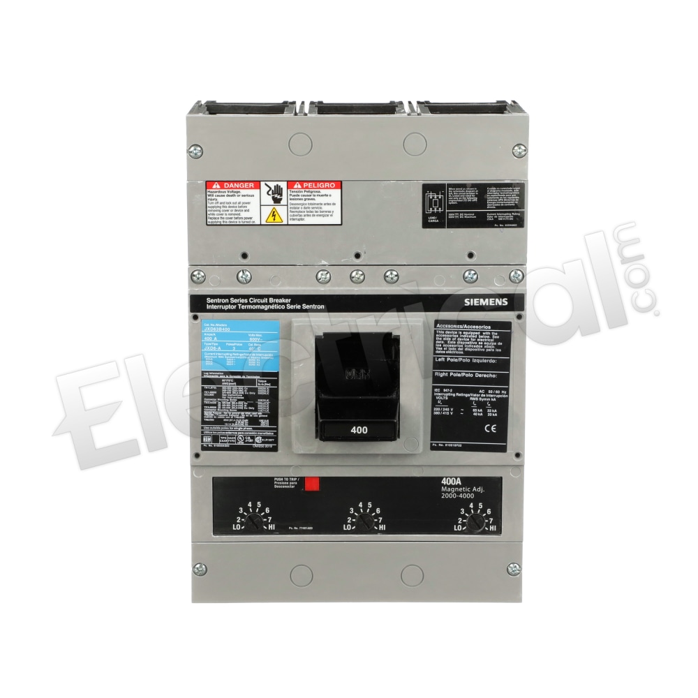JXD63B400 Siemens 400A 3P Sentron Series Molded Case Circuit Breaker