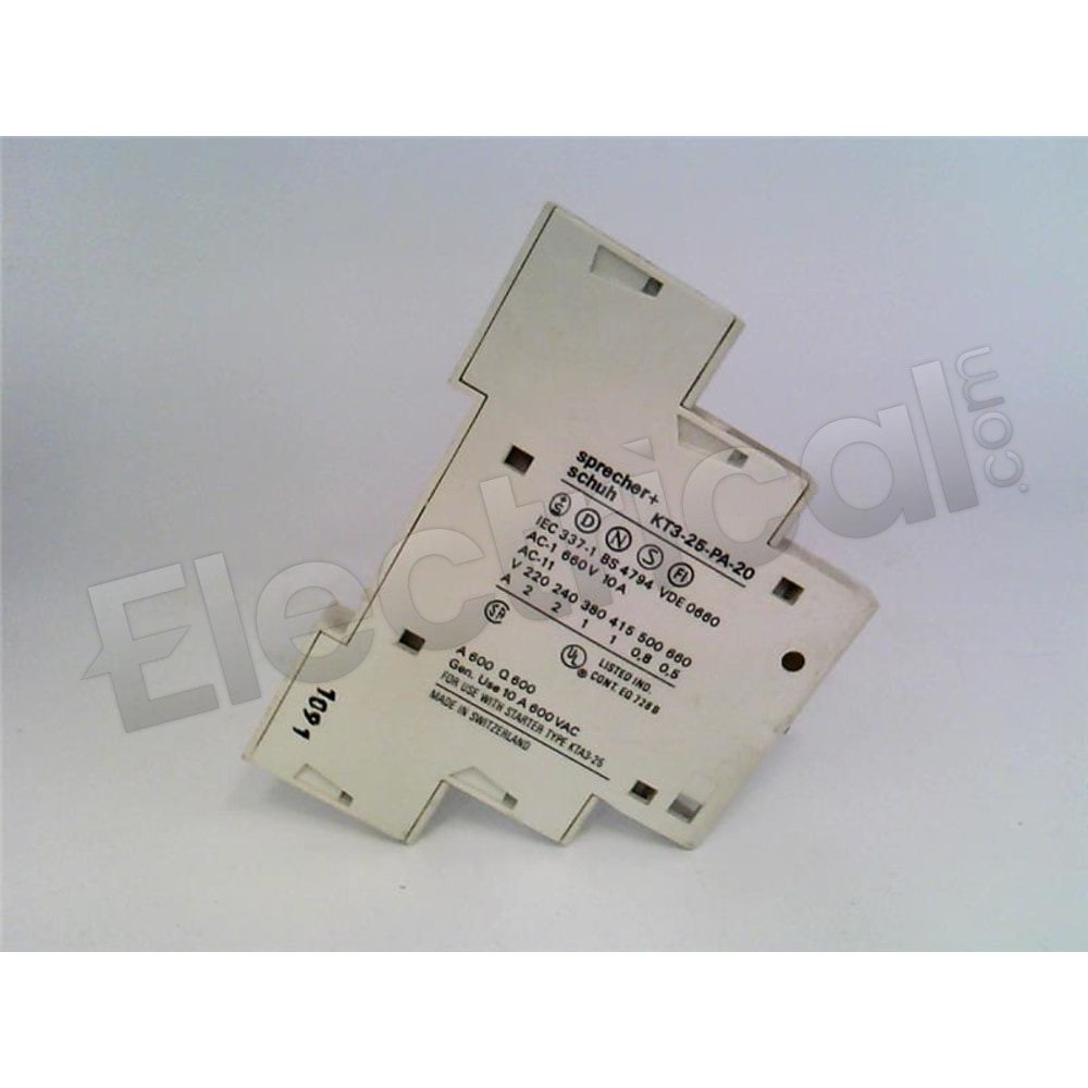 Sprecher & Schuh KT3-25-PA-20 Contactor And Motor Starter Auxiliary ...