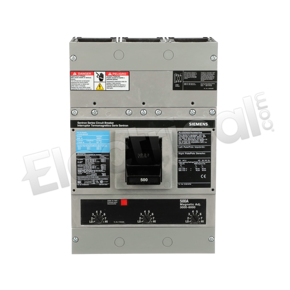 LXD63B500 Siemens A P Sentron Series Molded Case Circuit Breaker