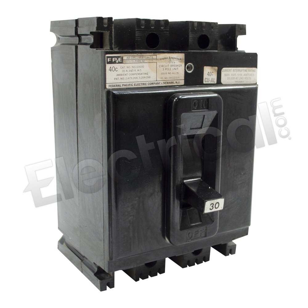 NE233030 Federal Pacific 30A 3P NE Series Molded Case Circuit Breaker