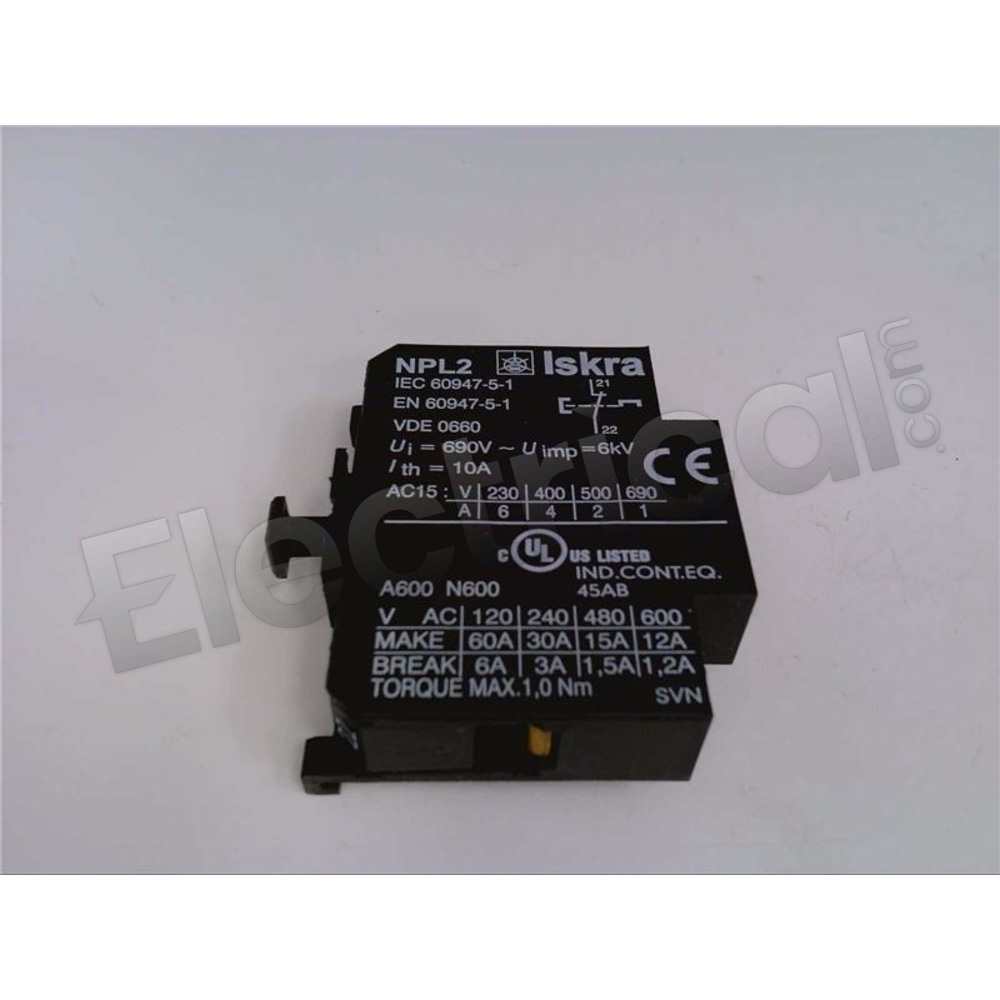 Iskra NPL2-01 Contactor And Motor Starter Auxiliary Motor Control